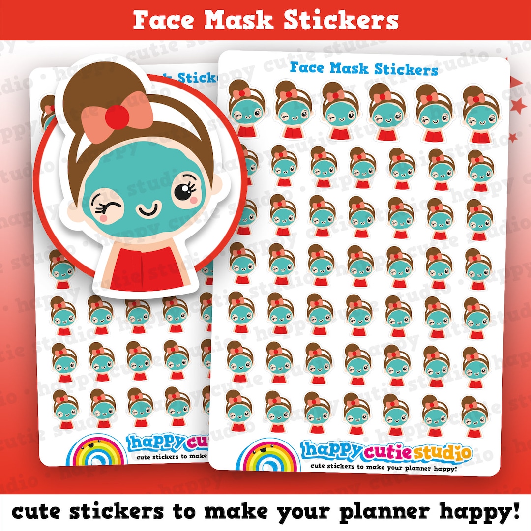 48 Cute Face Mask/pamper/me Time Girl Planner Stickers - Etsy