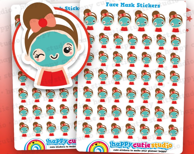 48 Cute Face Mask/pamper/me Time Girl Planner Stickers - Etsy