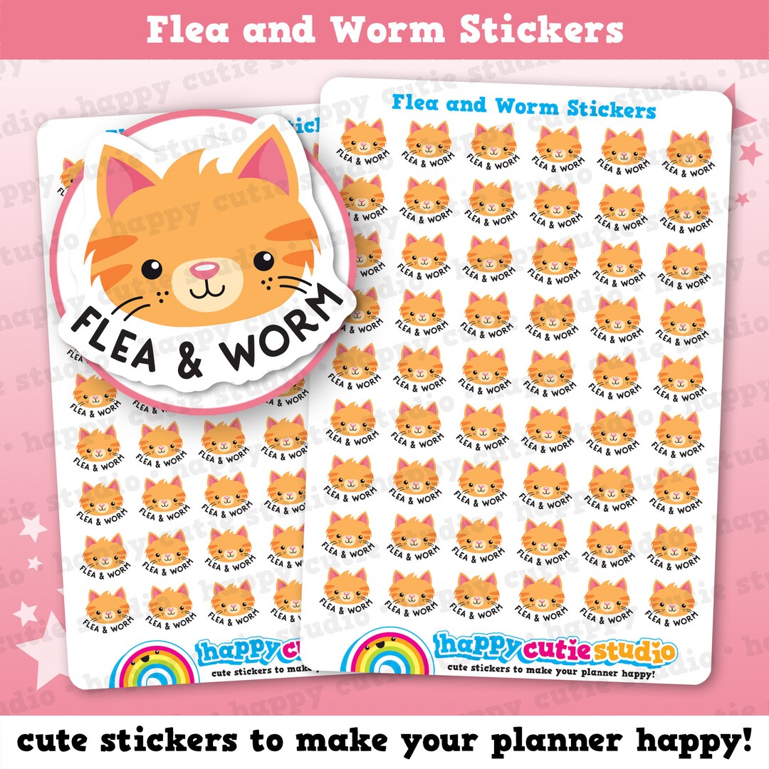 54 Cute Flea and Worm/cat Care/vet/flea Planner Stickers - Etsy