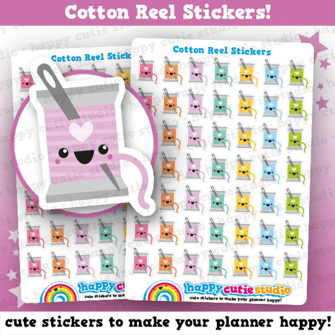 49 Cute Cotton Reel/sewing/craft Stickers - Etsy