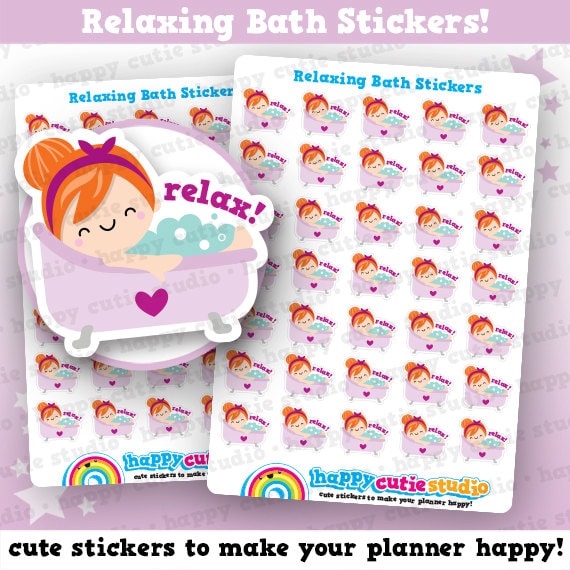 35 Cute Relaxing Bath/Relax/Me Time Planner Stickers | Etsy