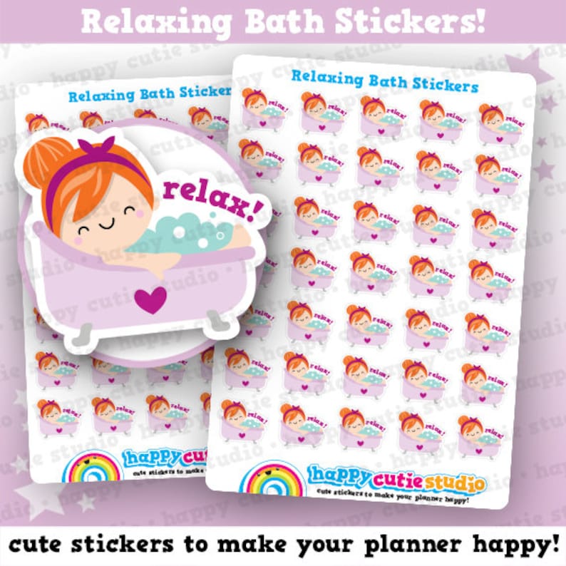 35 Cute Relaxing Bath/relax/me Time Planner Stickers - Etsy