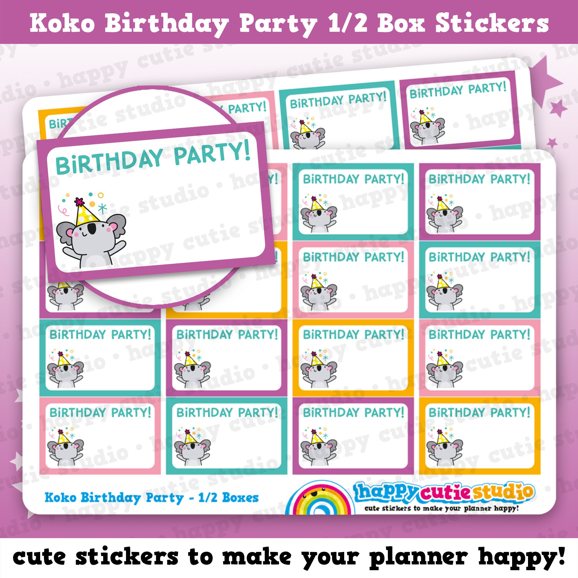 16 Cute Half Box Koko Birthday Party Planner Stickers - Etsy
