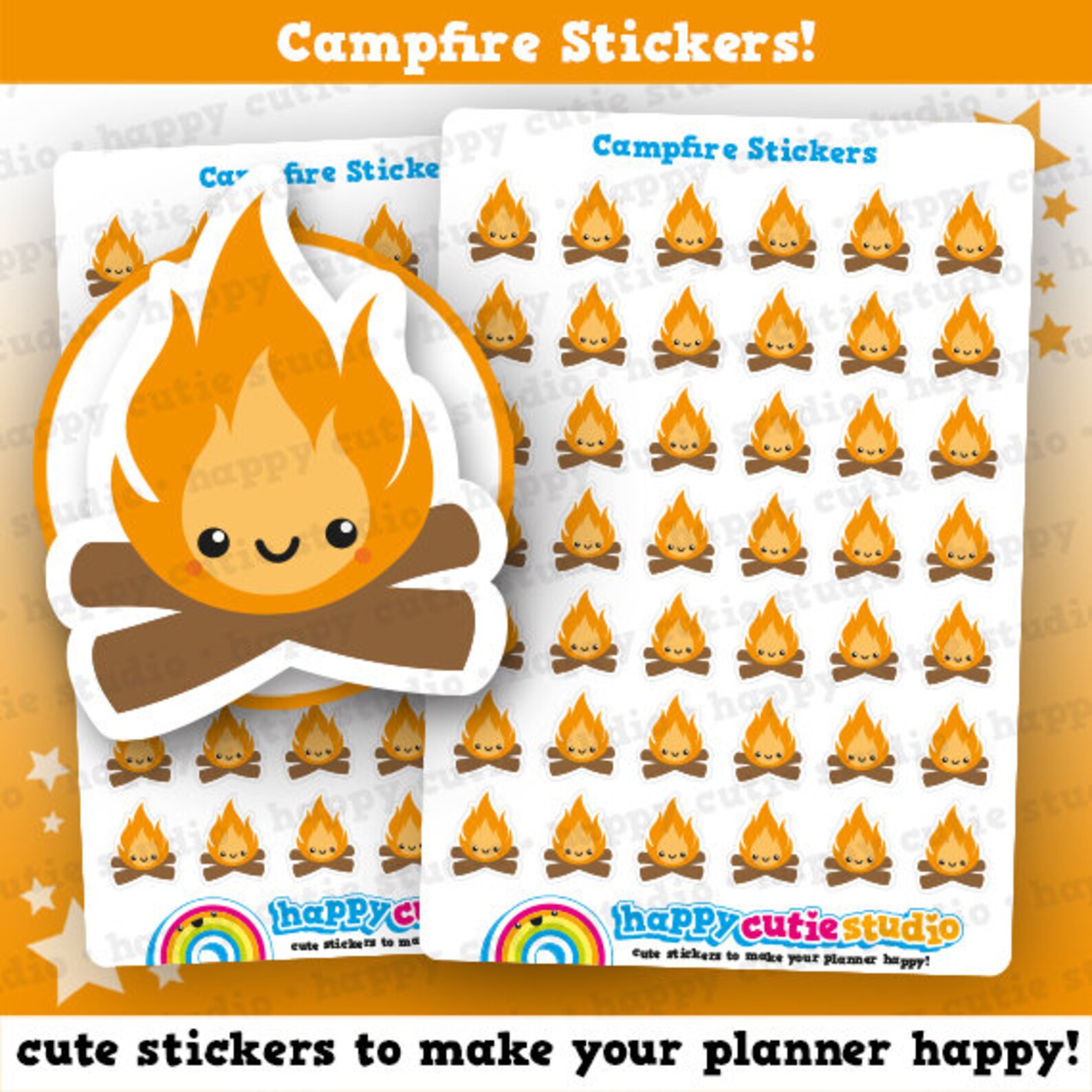 42 Cute Campfire/camp Fire/camping Planner Stickers - Etsy