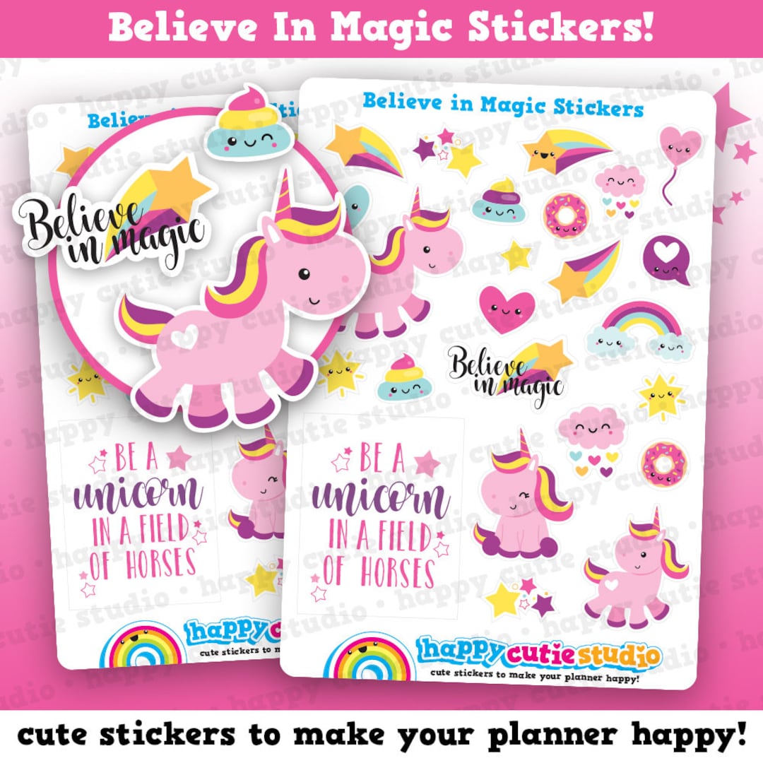 24 Cute Believe in Magic/unicorn/rainbow/poop Planner Stickers - Etsy