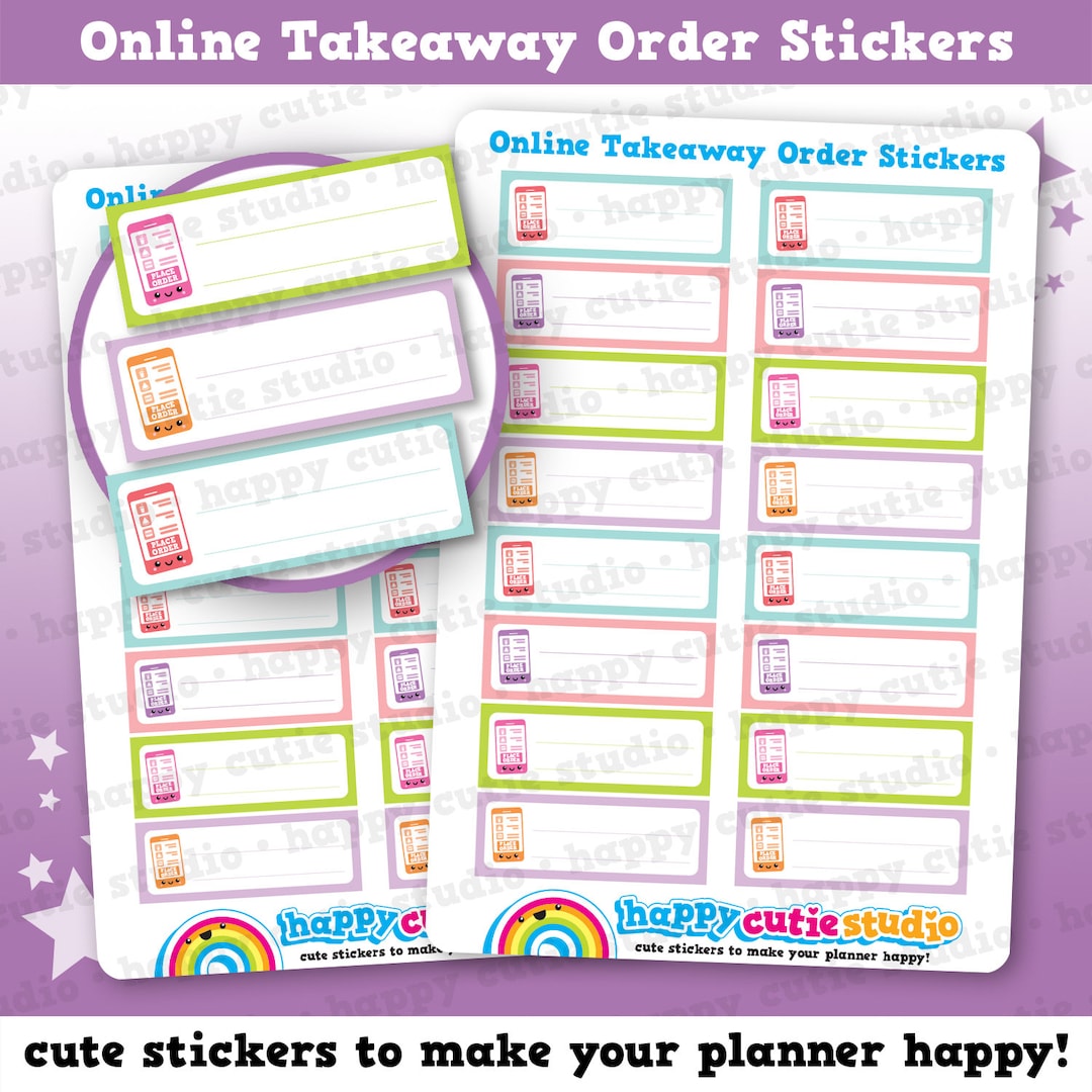 16 Cute Online Takeaway Order Box/fast Food/takeout Planner Stickers - Etsy