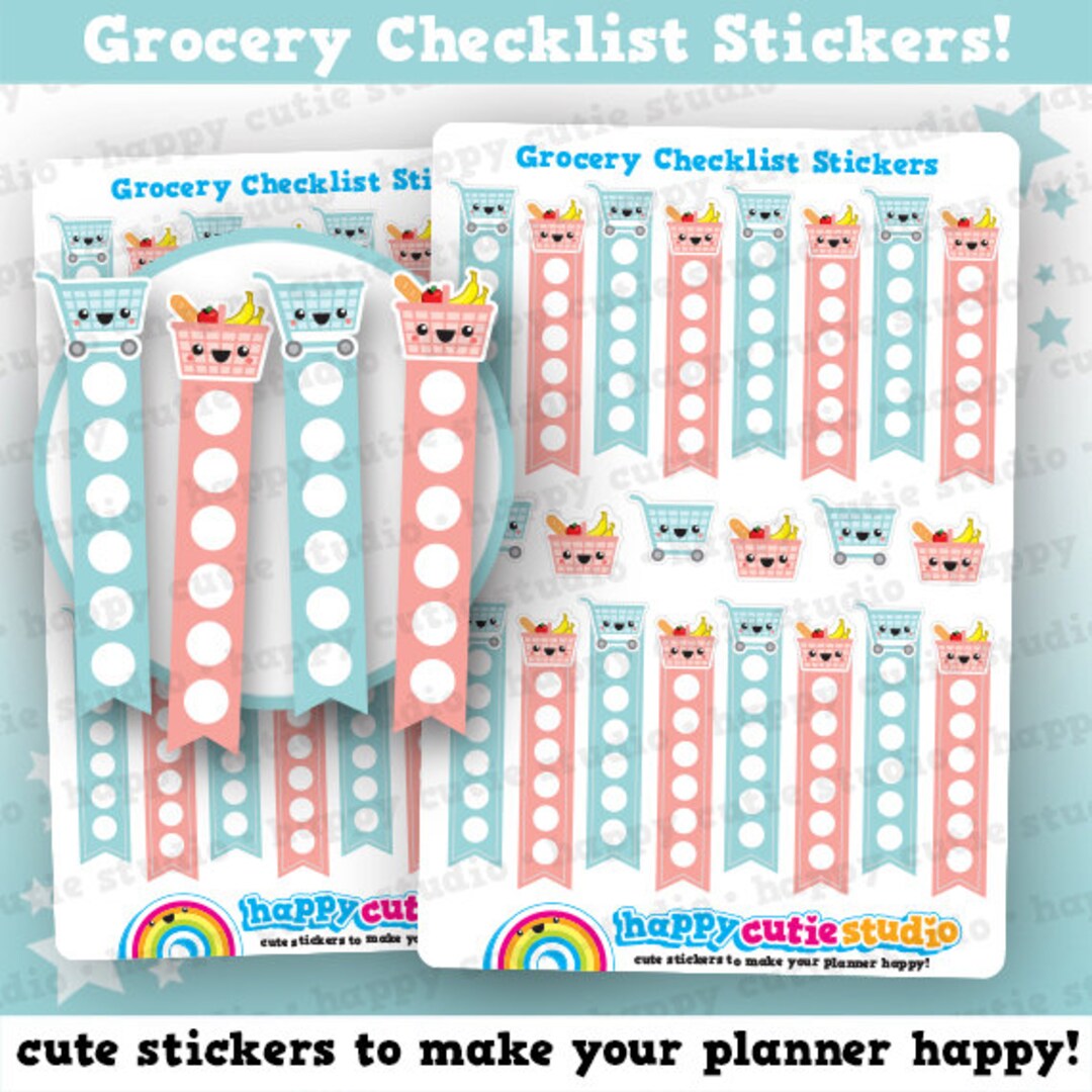 16 Cute Grocery Checklist Checklist Planner Stickers - Etsy