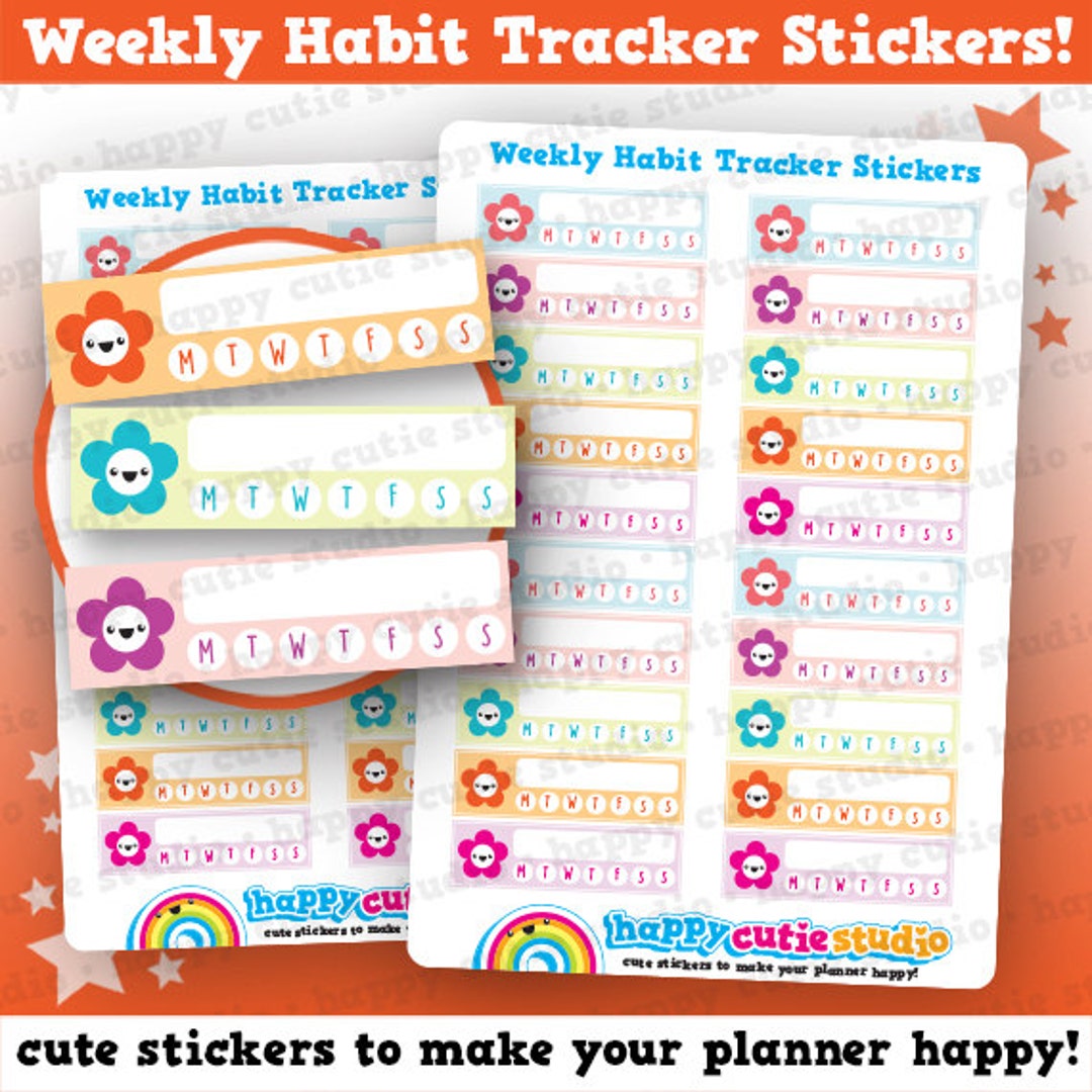 20 Cute Weekly Habit Tracker/reminder/blank Planner Stickers - Etsy