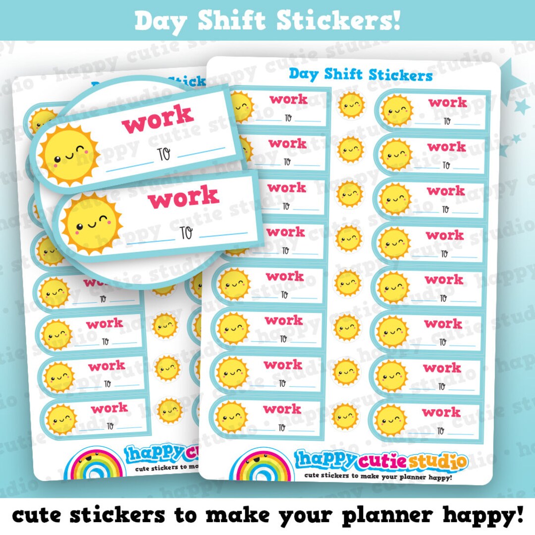 16 Cute Day Shift/work Planner Stickers - Etsy