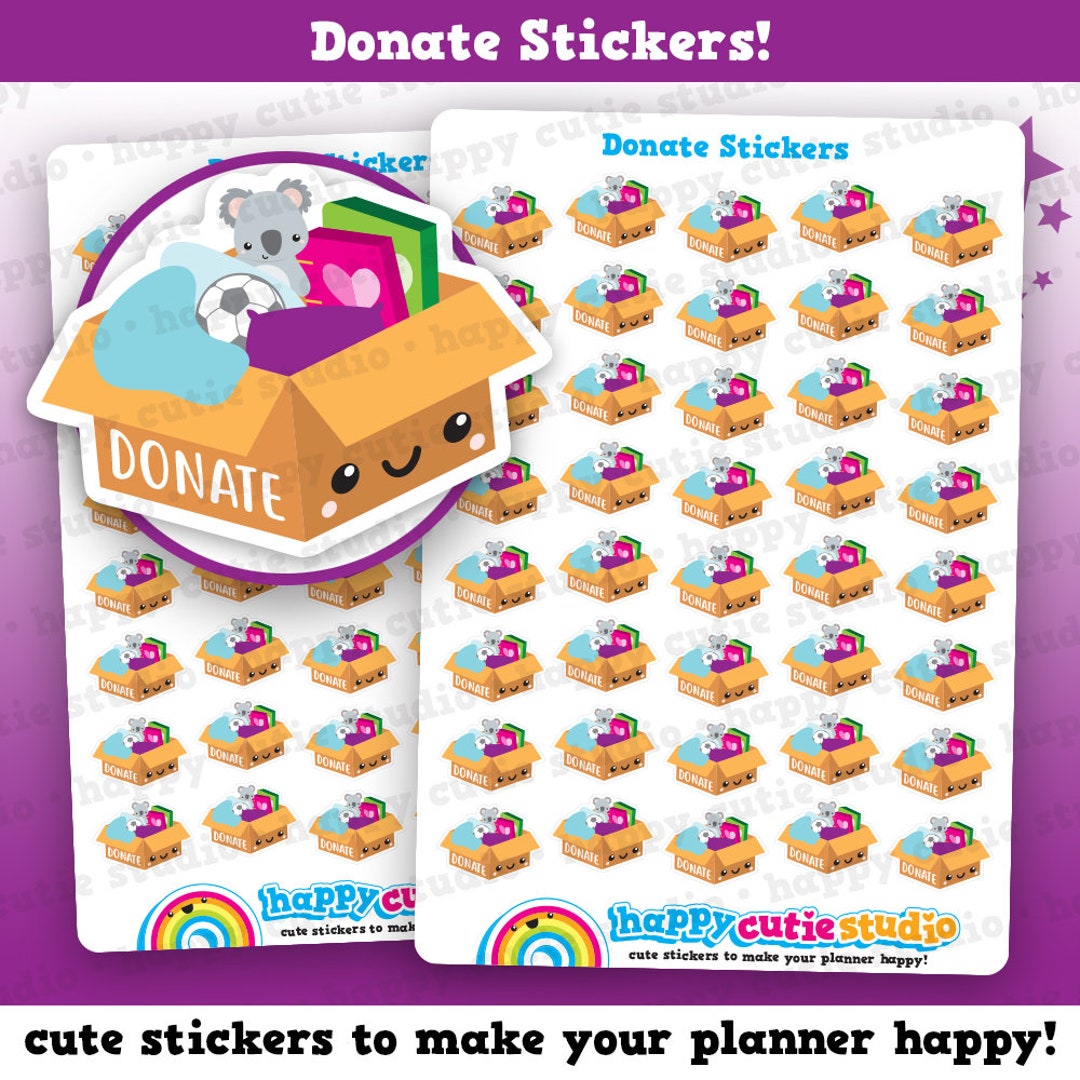 40 Cute Donate/charity/clear Out Planner Stickers - Etsy