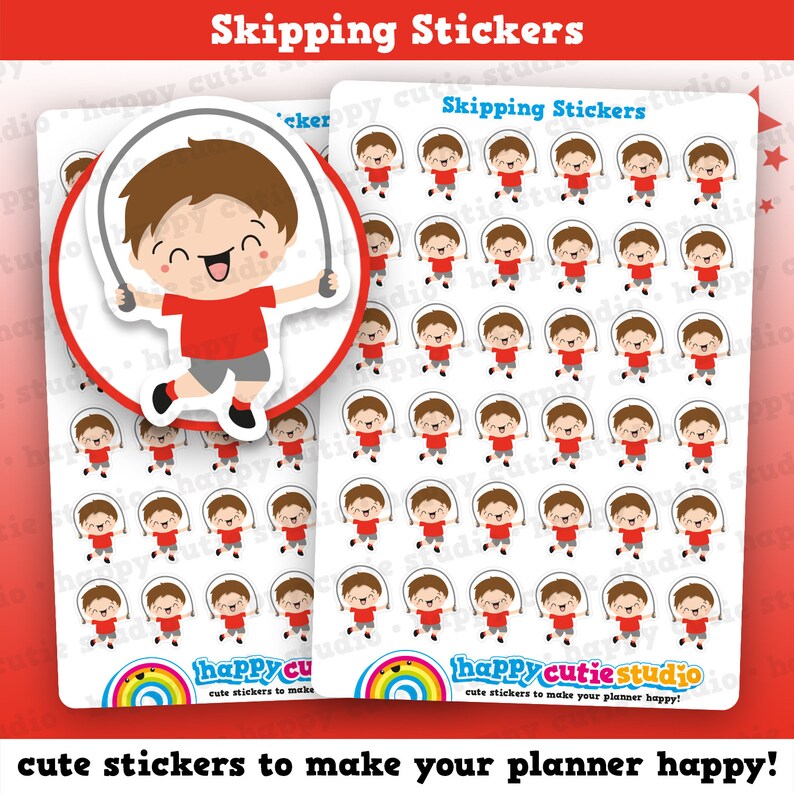 36 Cute Mini HCS Boys Skipping/jump Rope Planner Stickers - Etsy
