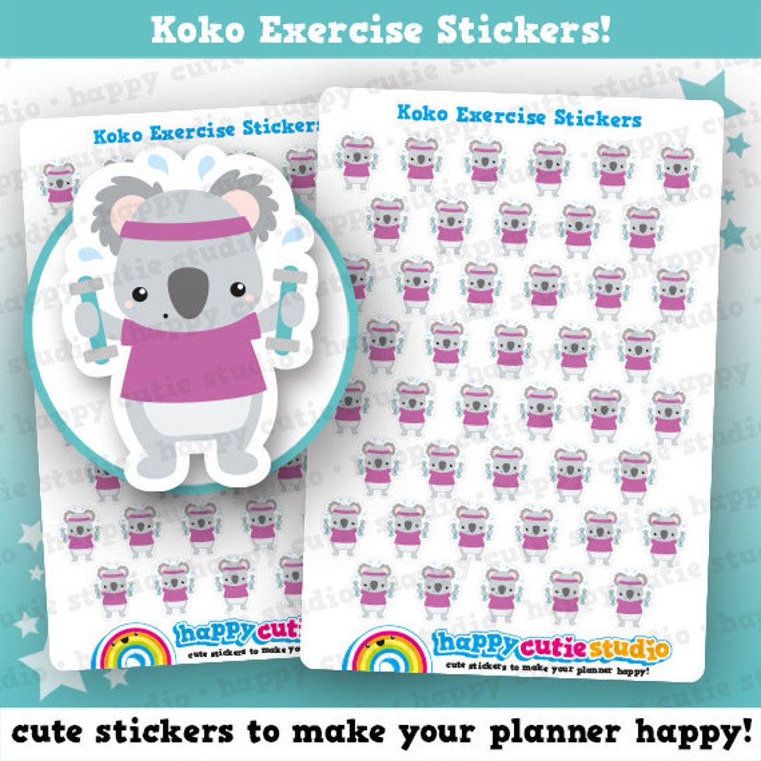 44 Cute Koko the Koala Exercise/dumbbells/health Planner Stickers - Etsy