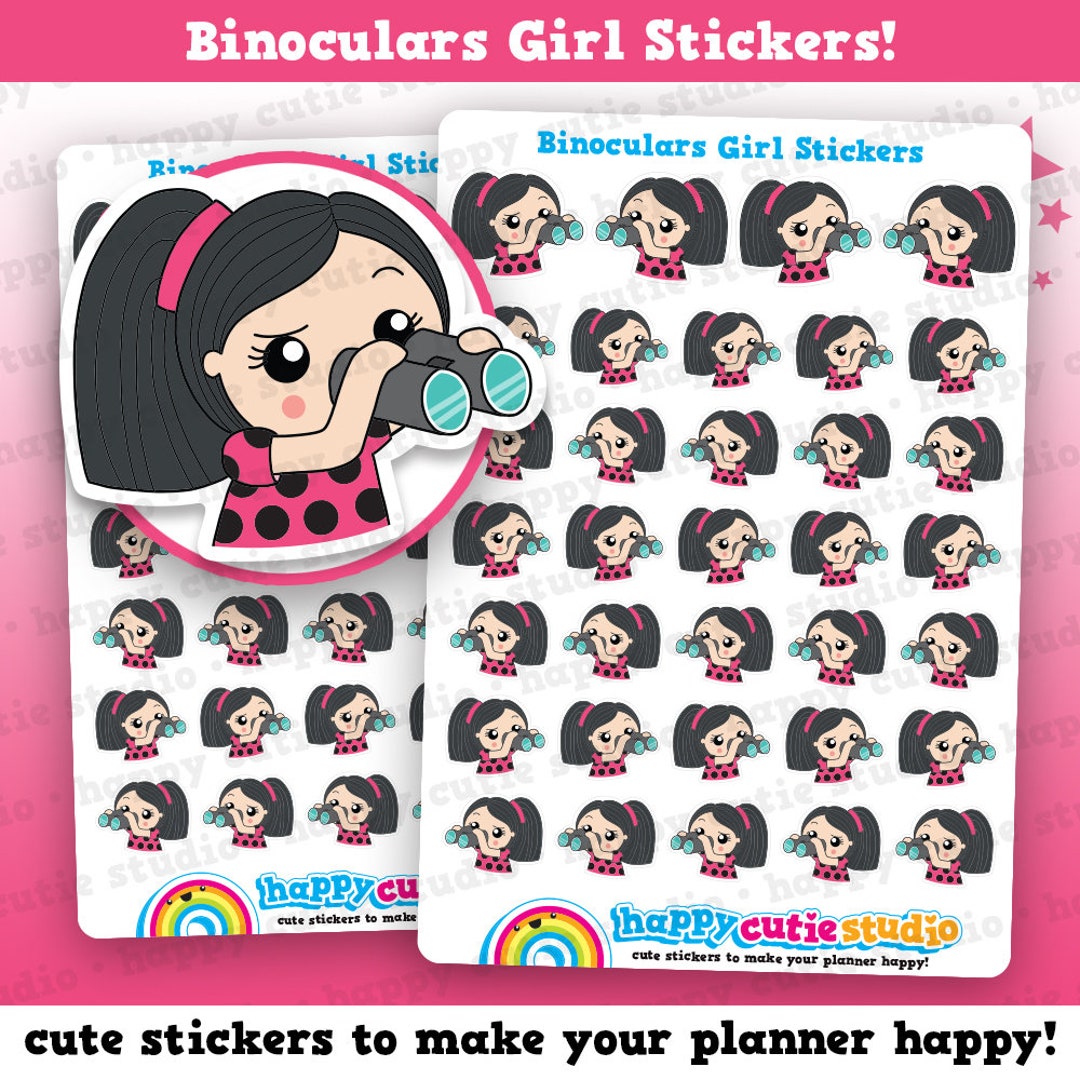 34 Cute Binoculars/watching/happy Mail Girl Planner Stickers - Etsy