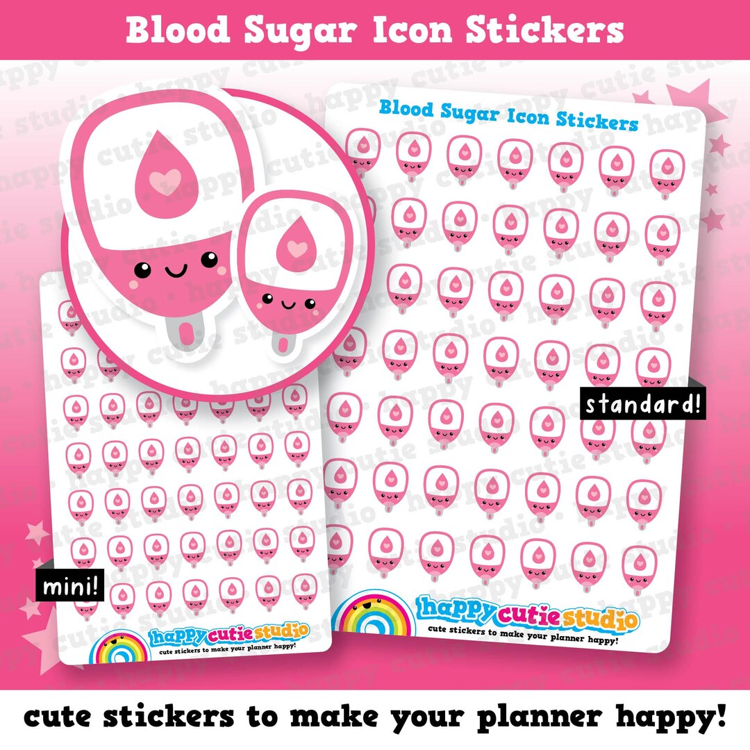 49 Cute Blood Sugar/glucose/diabetes Reminder Planner Stickers - Etsy