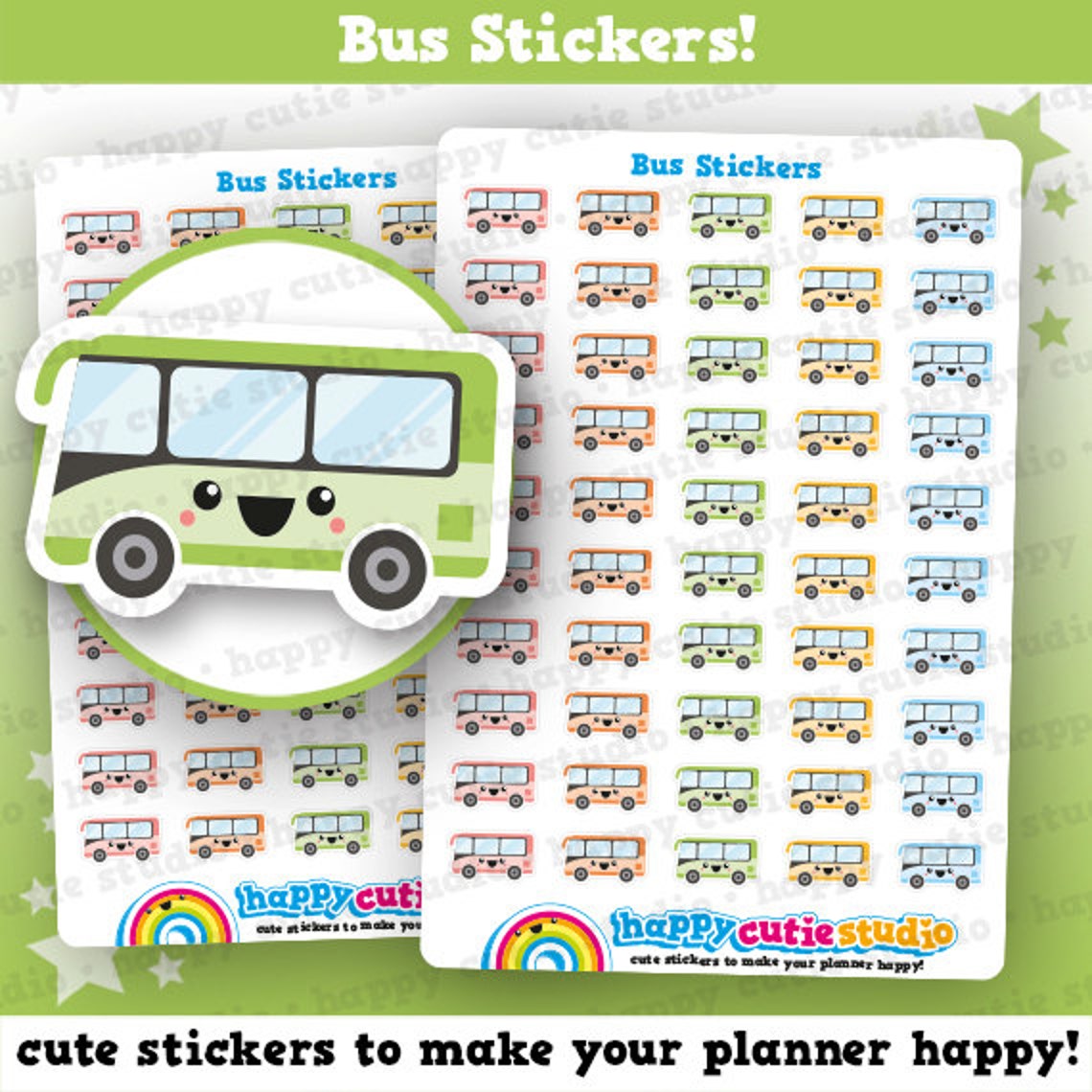 50 Cute Bus/Transport/Commute Planner Stickers | Etsy