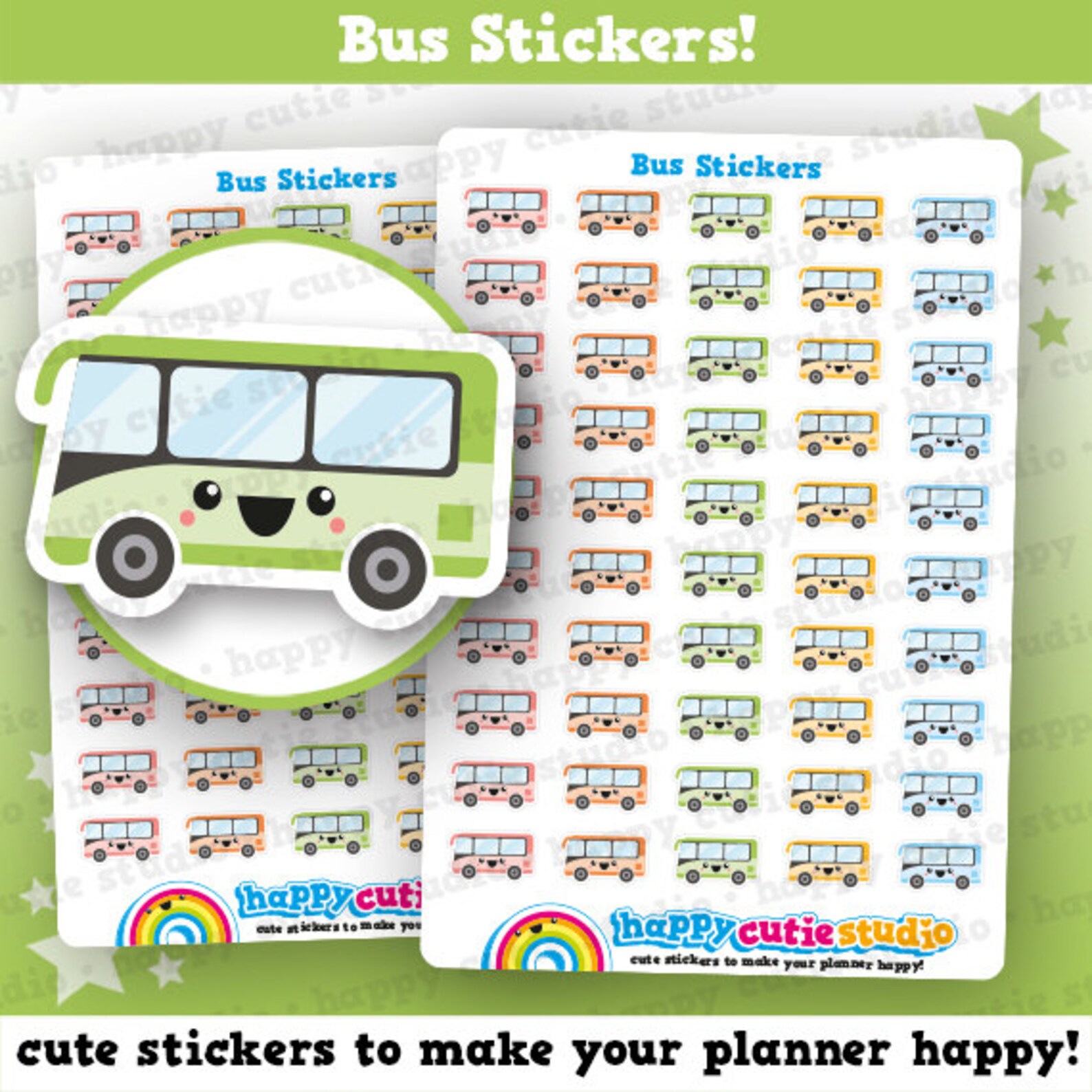 50 Cute Bus/Transport/Commute Planner Stickers | Etsy