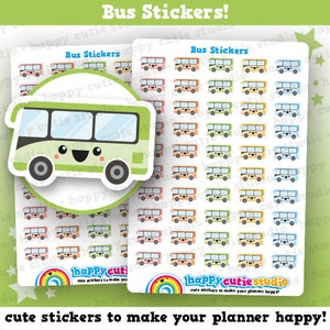50 Cute Bus/transport/commute Planner Stickers | Etsy