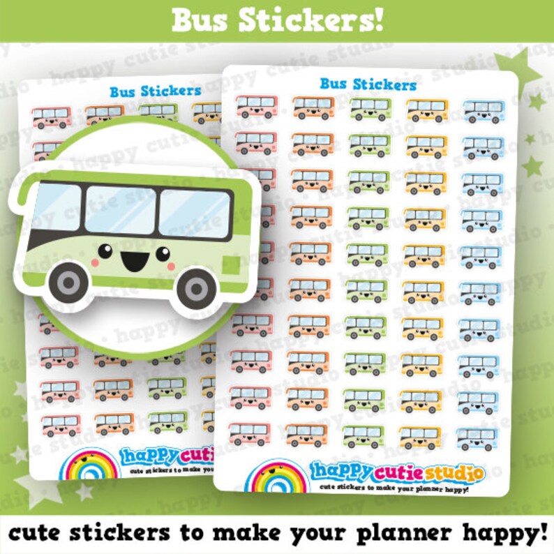 50 Cute Bus/Transport/Commute Planner Stickers | Etsy