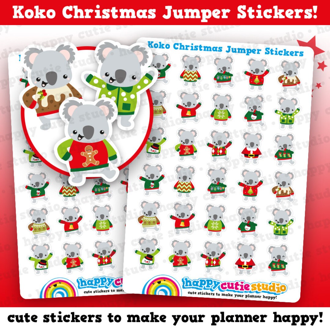 36 Cute Koko the Koala Christmas Jumper Planner Stickers - Etsy