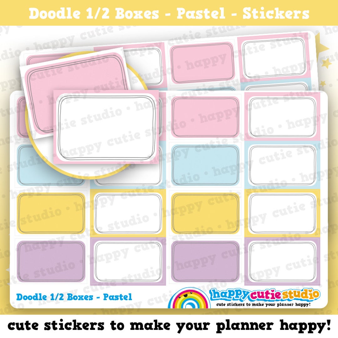 16 Cute Half Box Doodle/pastel/functional/practical Planner Stickers - Etsy