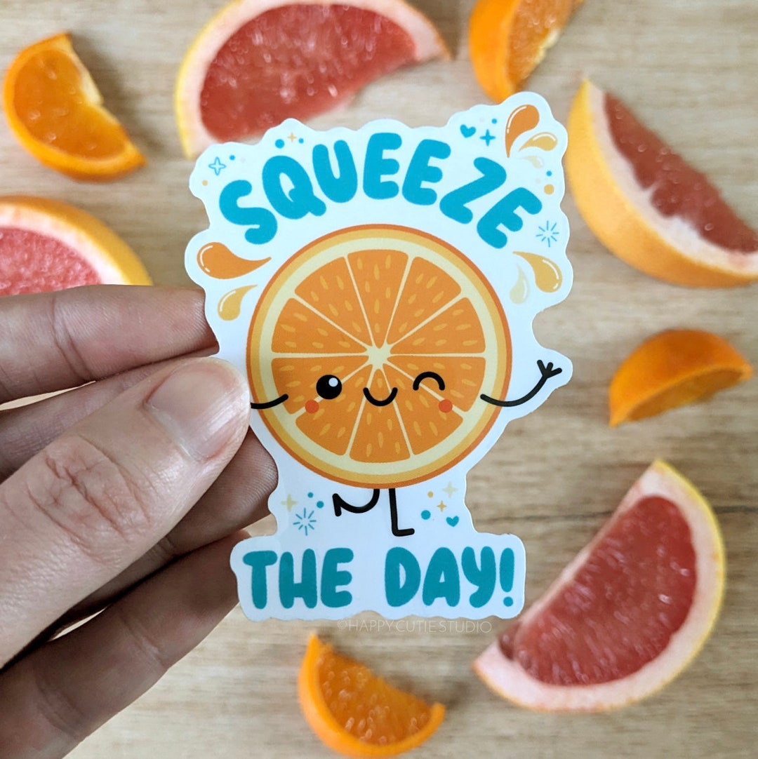 Happy Cutie Studio Squeeze the Day Large Transparent Sticker/laptop ...