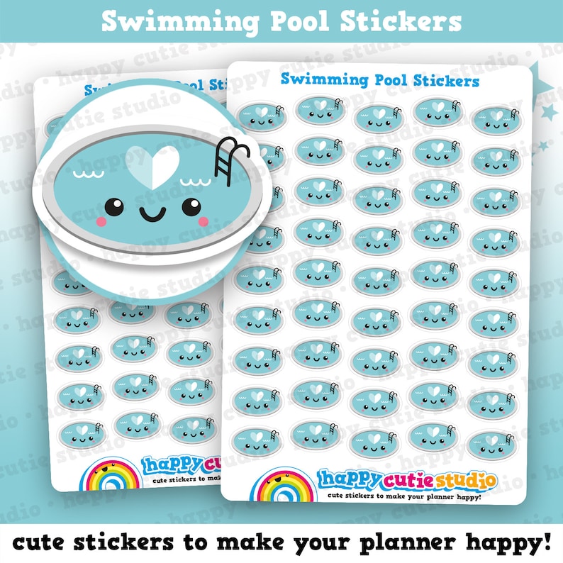 45 Cute Swimming Pool Planner Stickers | Etsy UK