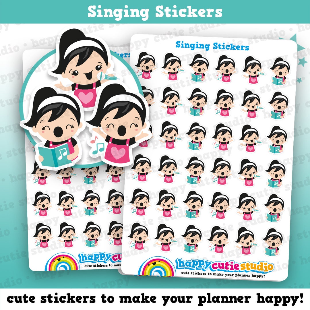36 Cute Singing/choir Girl Planner Stickers - Etsy