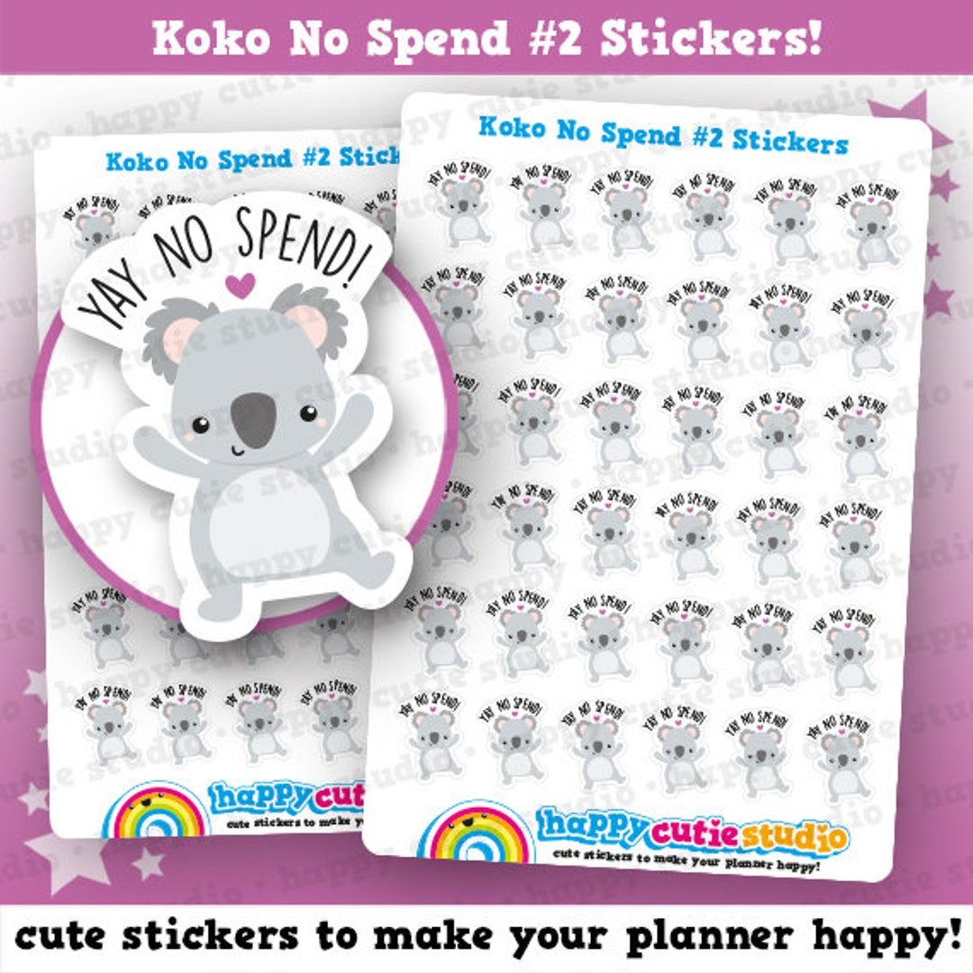 36 Cute Koko the Koala 'no Spend' #2 Planner Stickers - Etsy Australia