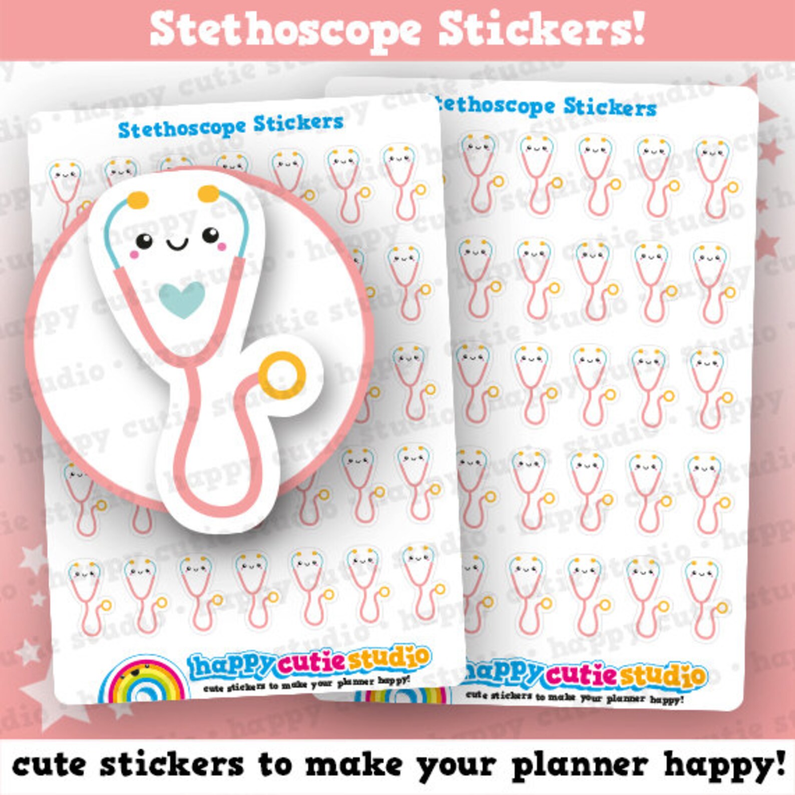 35 Cute Stethoscope/doctor/hospital Planner Stickers | Etsy