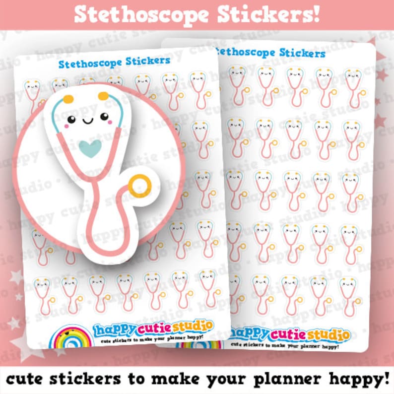 35 Cute Stethoscope/doctor/hospital Planner Stickers | Etsy