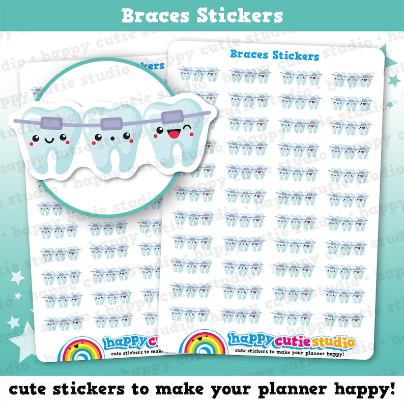 44 Cute Braces/tooth/orthodontist Planner Stickers - Etsy