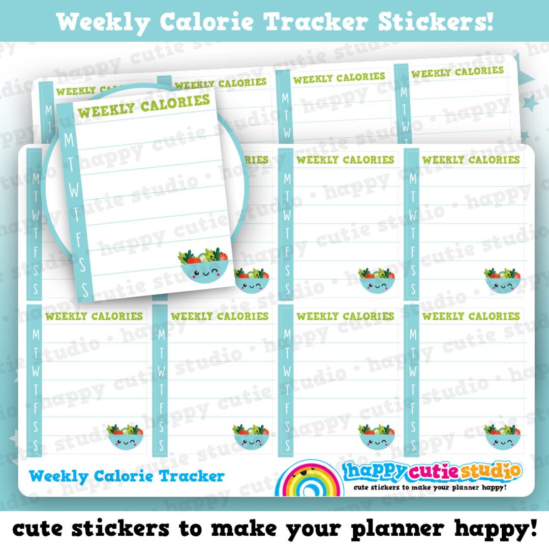 8 Cute Full Box Weekly Calorie Counter/tracker Planner Stickers - Etsy