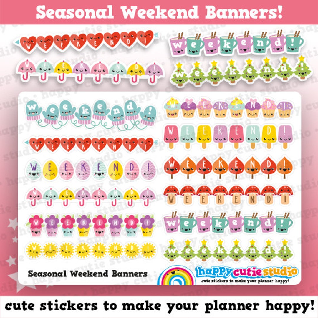 12 Cute Weekend Banners/functional/planner Stickers - Etsy