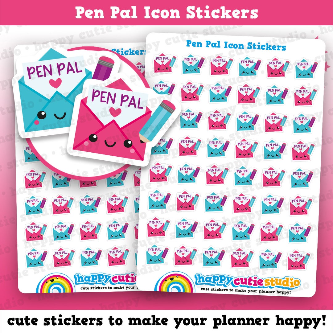 48 Cute Pen Pal Icon Planner Stickers - Etsy