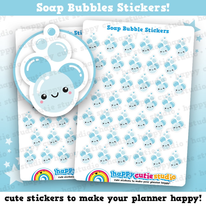 39 Cute Soap Bubbles/cleaning/chores Planner Stickers | Etsy