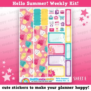 Hello Summer!/cute Ice Cream/tropical Weekly Kit, Planner Stickers - Etsy