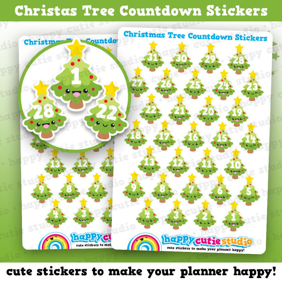 31 Cute Christmas Countdown/date Cover Planner Stickers - Etsy