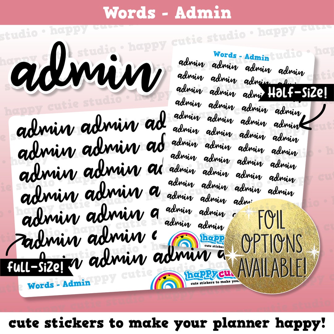Admin Words/functional/foil Planner Stickers - Etsy