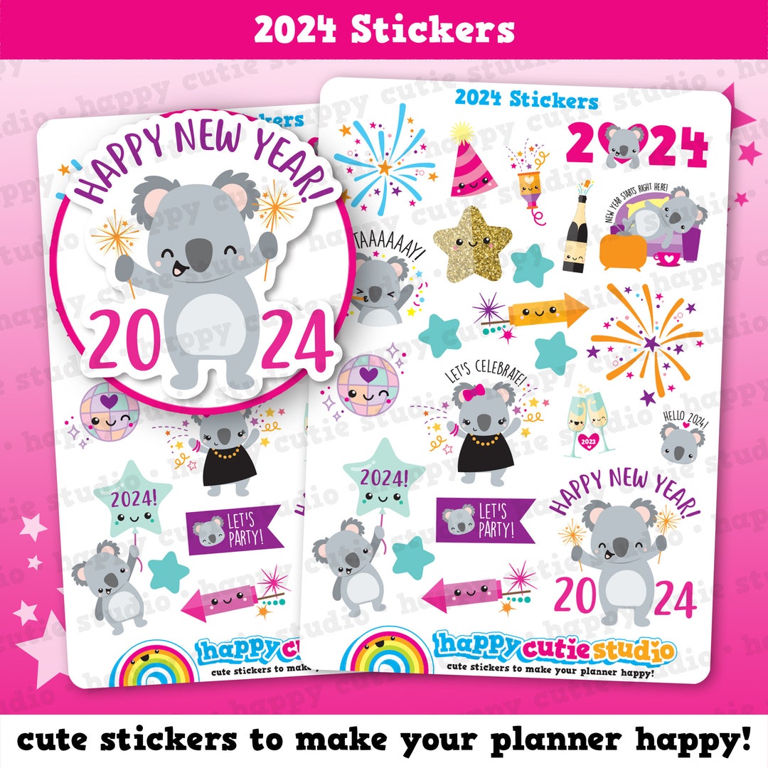 20 Cute 2024 New Year/party/celebration Planner Stickers - Etsy