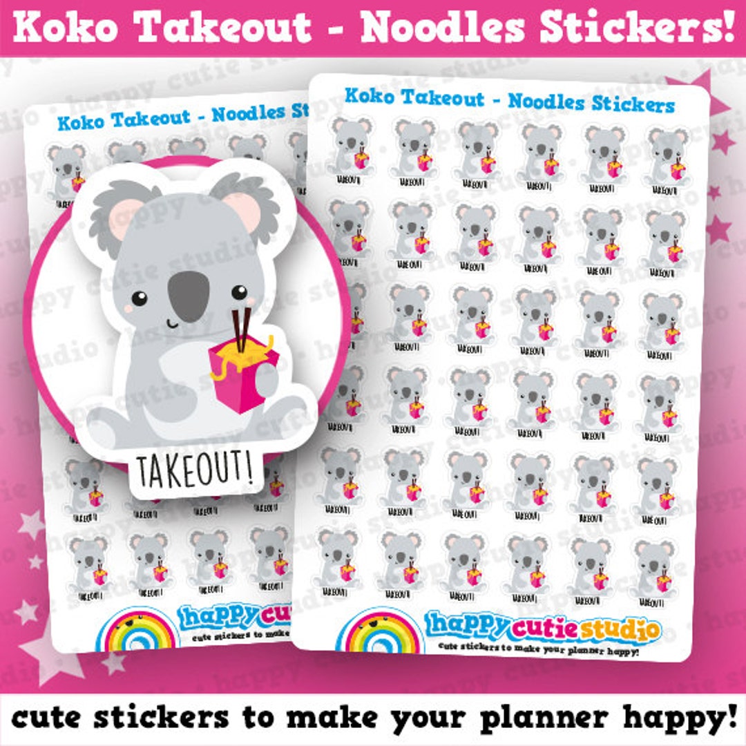 36 Cute Koko the Koala Takeout - Noodles Planner Stickers - Etsy