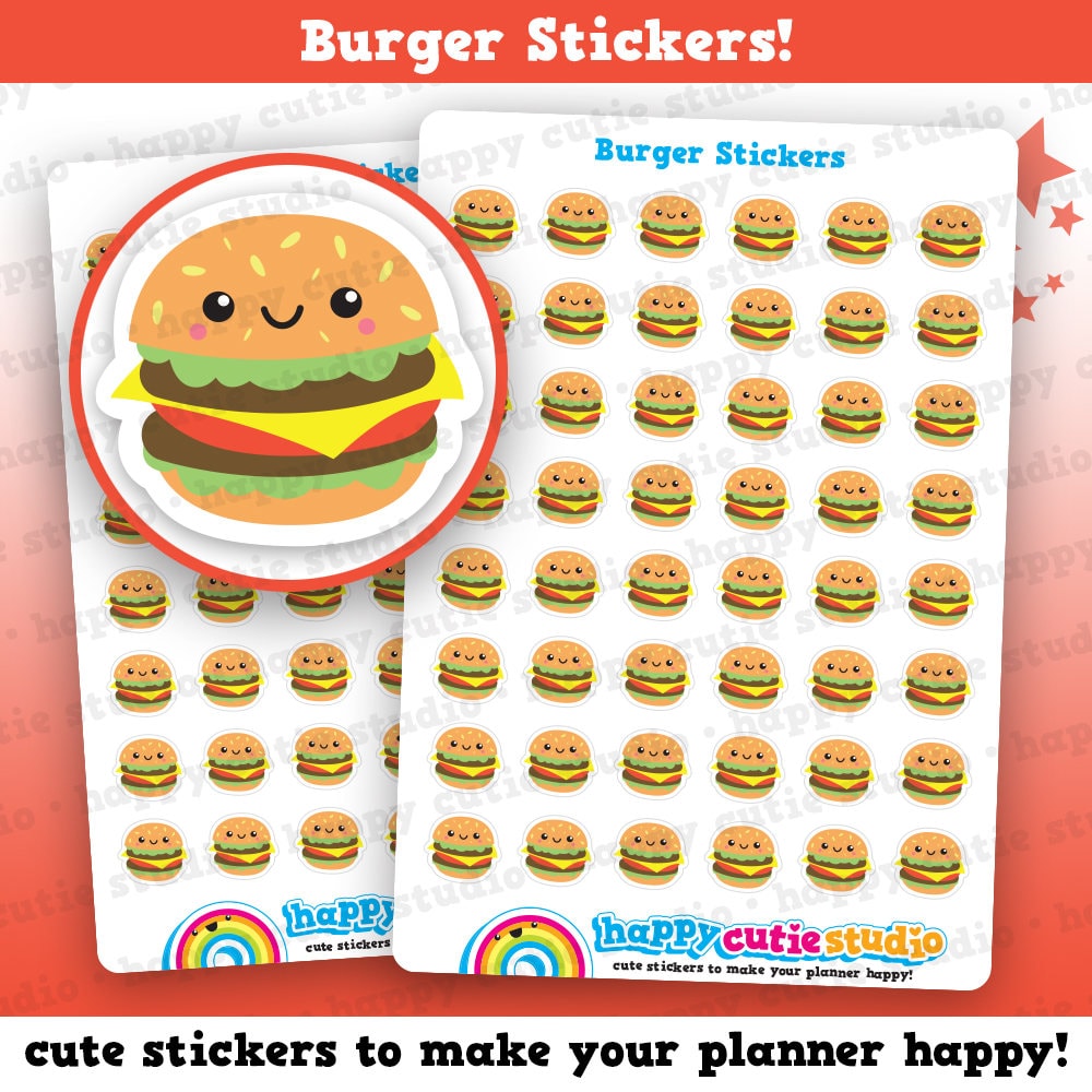 Fast Food Stickers Burger & Fries Fast Food Planner Stickers Kawaii ...