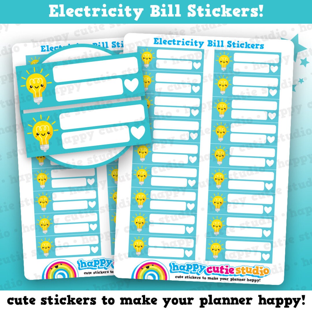 18 Cute Electricity Bill/pay Bill Reminder Planner Stickers - Etsy