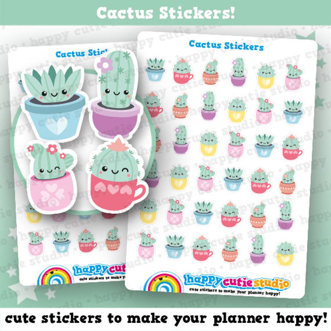 36 Cute Cactus/succulent Planner Stickers - Etsy