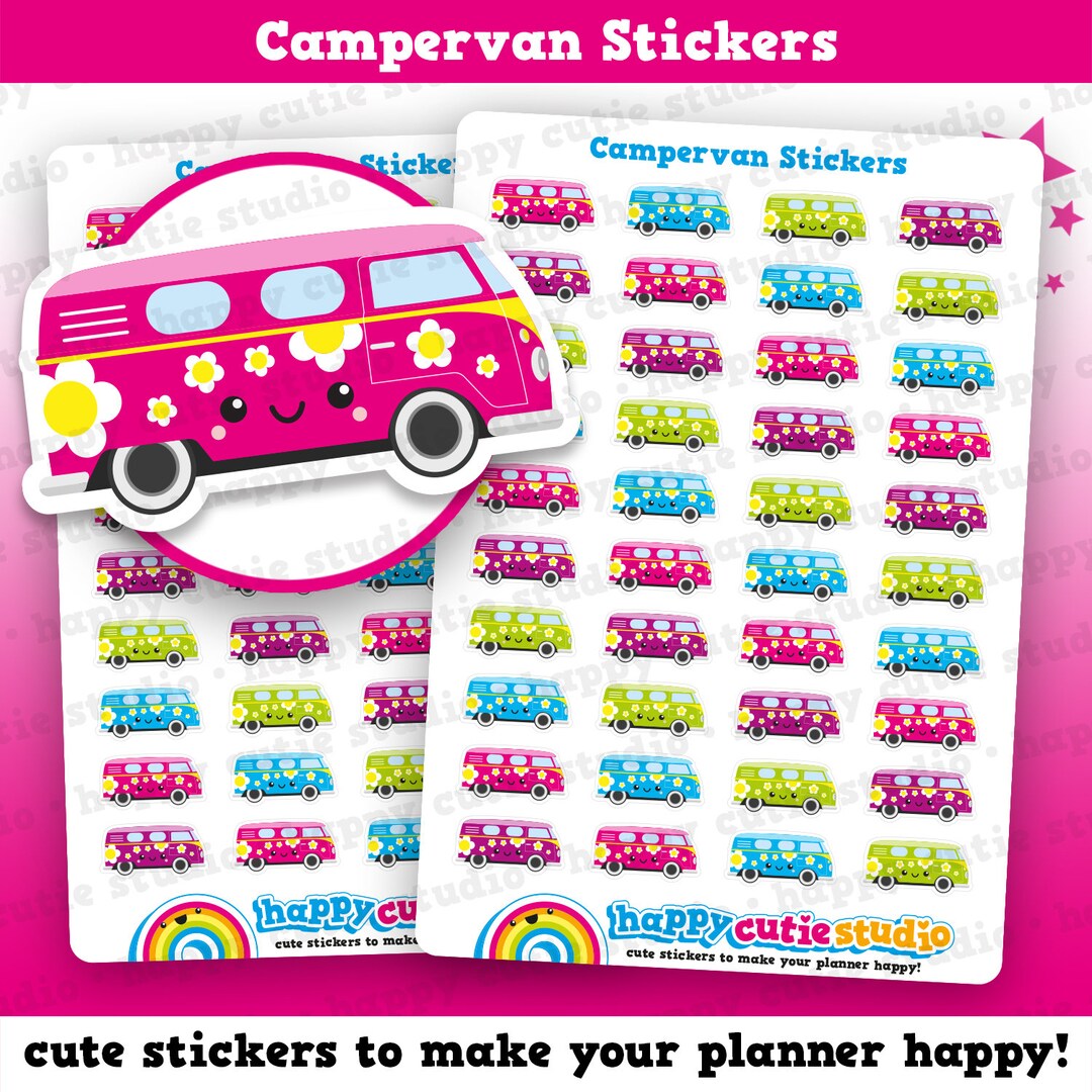 40 Cute Campervan/caravan/caravan/camping Planner Stickers - Etsy