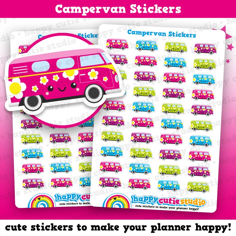 40 Cute Campervan/caravan/caravan/camping Planner Stickers - Etsy