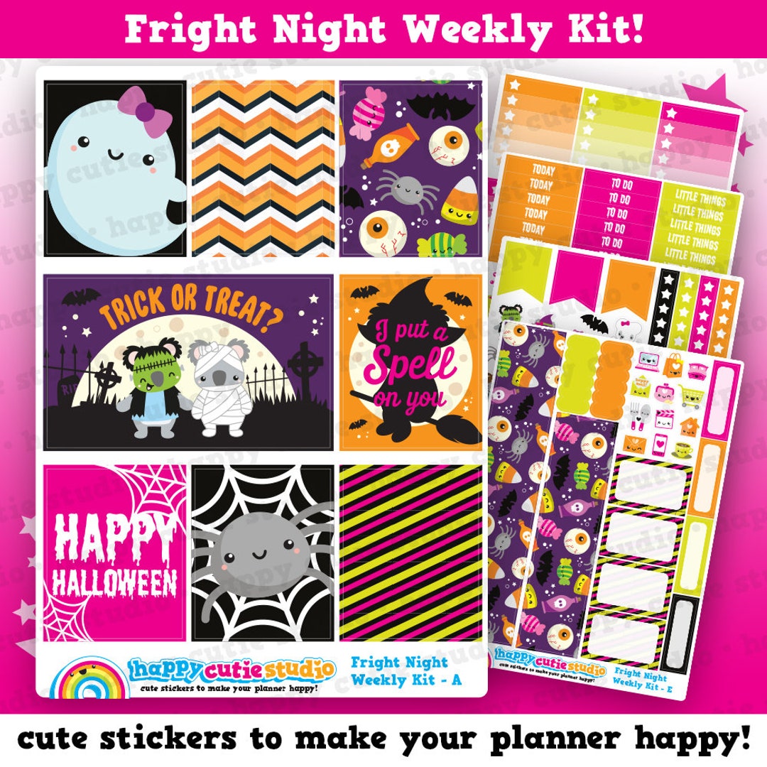 Fright Night/halloween/spooky Weekly Kit, Planner Stickers - Etsy