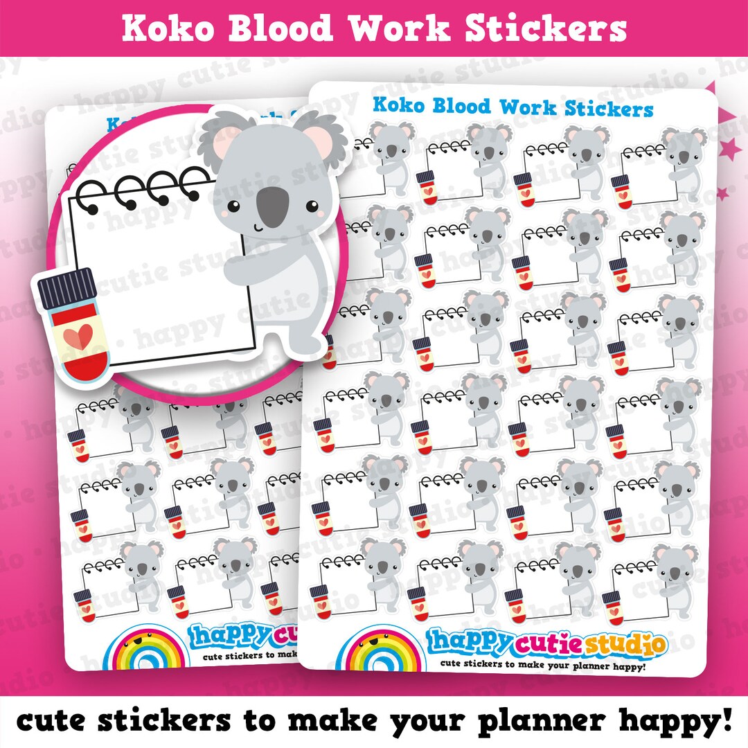 24 Cute Koko the Koala Blood Work Planner Stickers - Etsy
