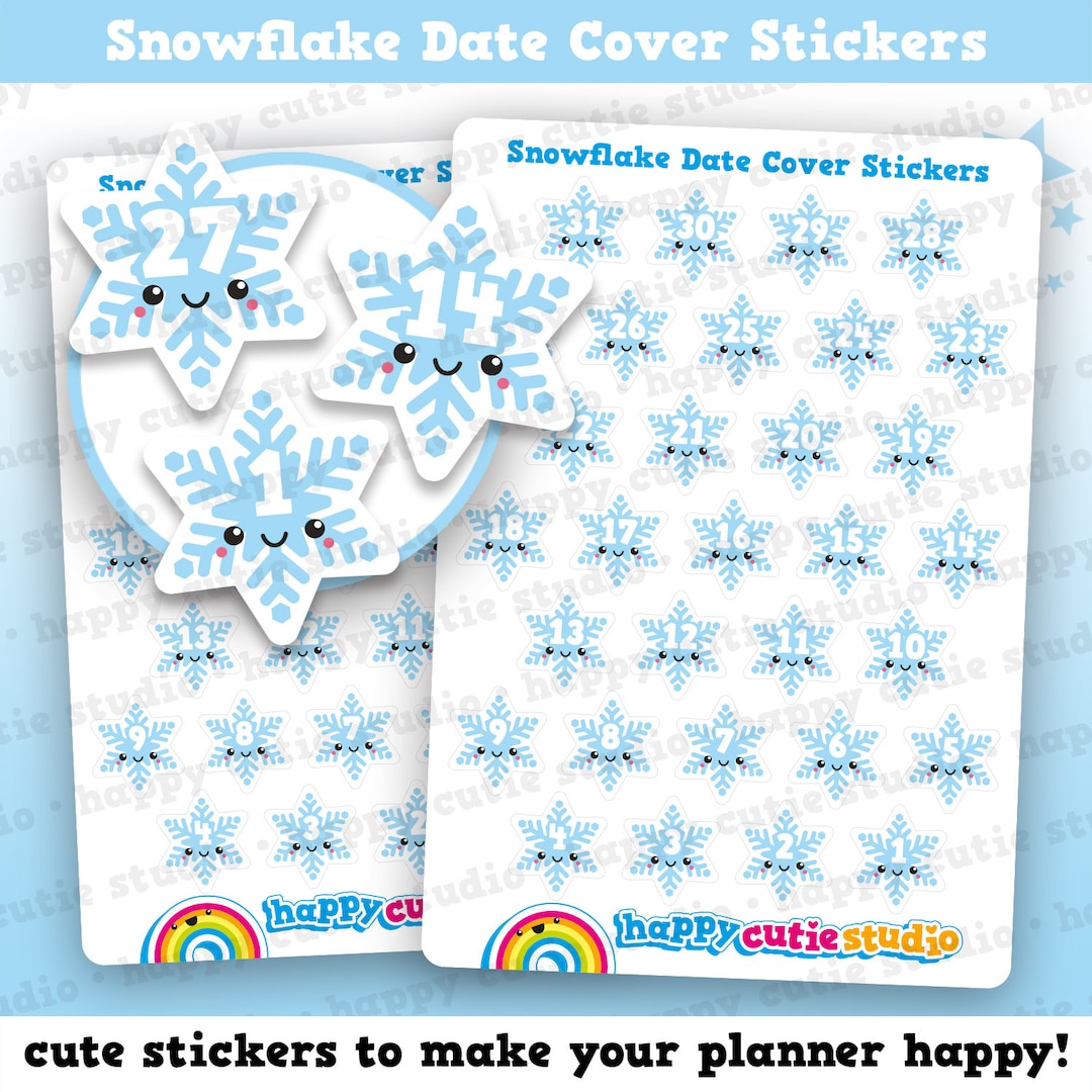 31 Cute Snowflake Countdown/date Cover Planner Stickers - Etsy