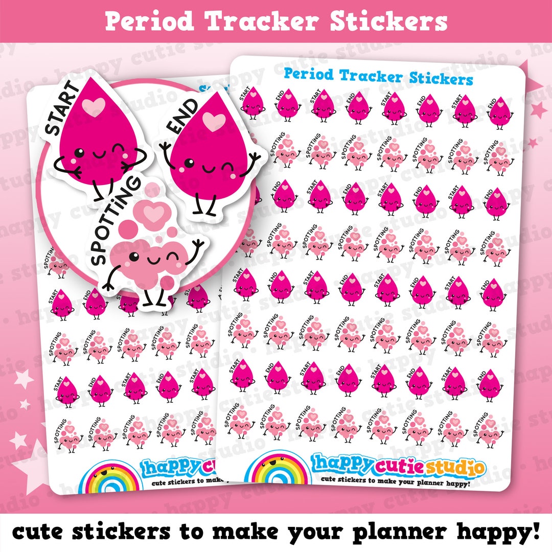 64 Cute Period Start/end/spotting Tracker Planner Stickers - Etsy