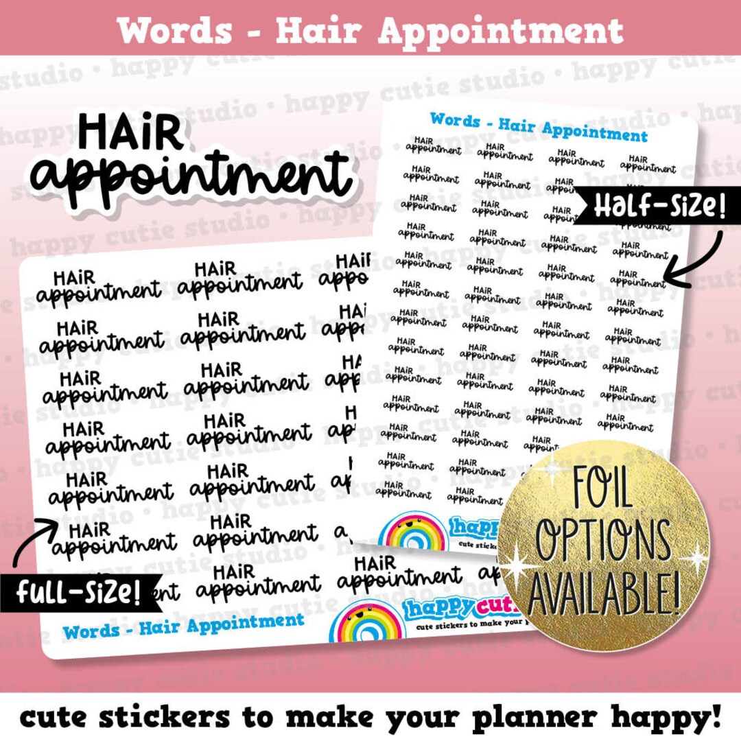 Hair Appointment Words/functional/foil Planner Stickers - Etsy